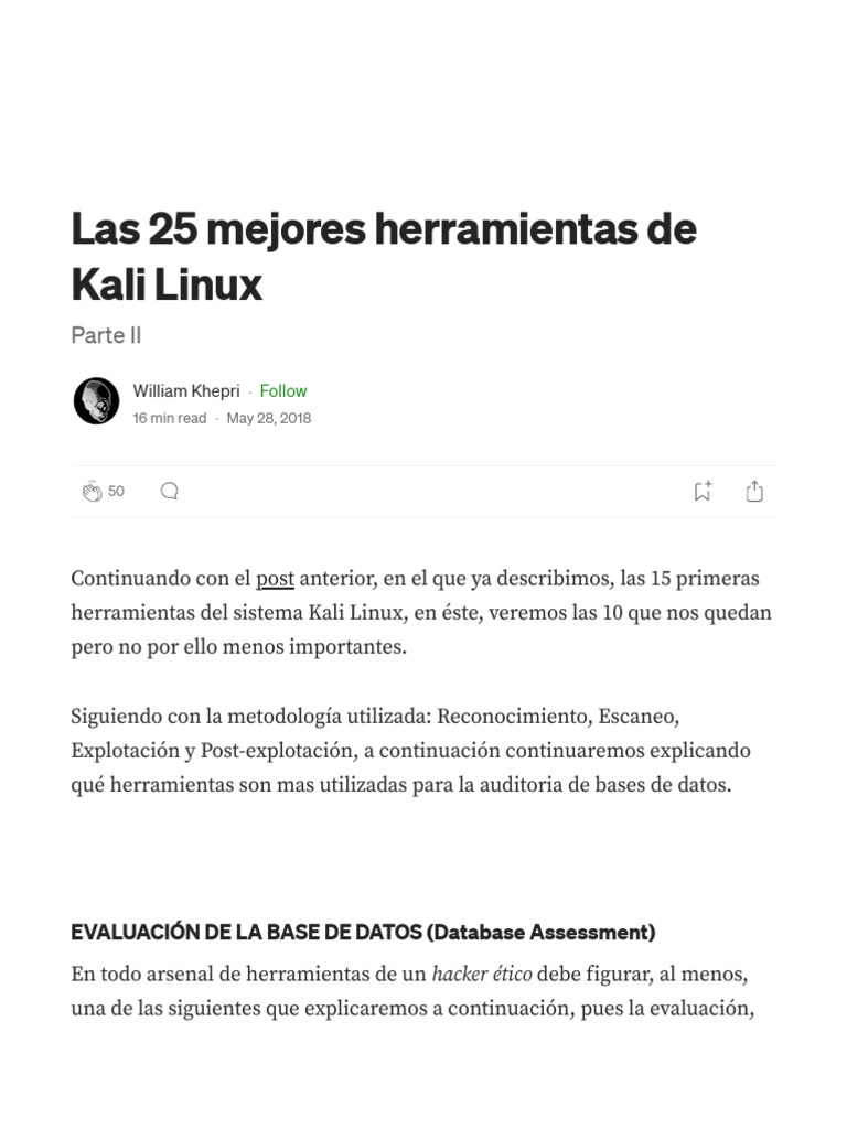 Las 25 Mejores Herramientas de Kali Linux - by William Khepri - Medium ...
