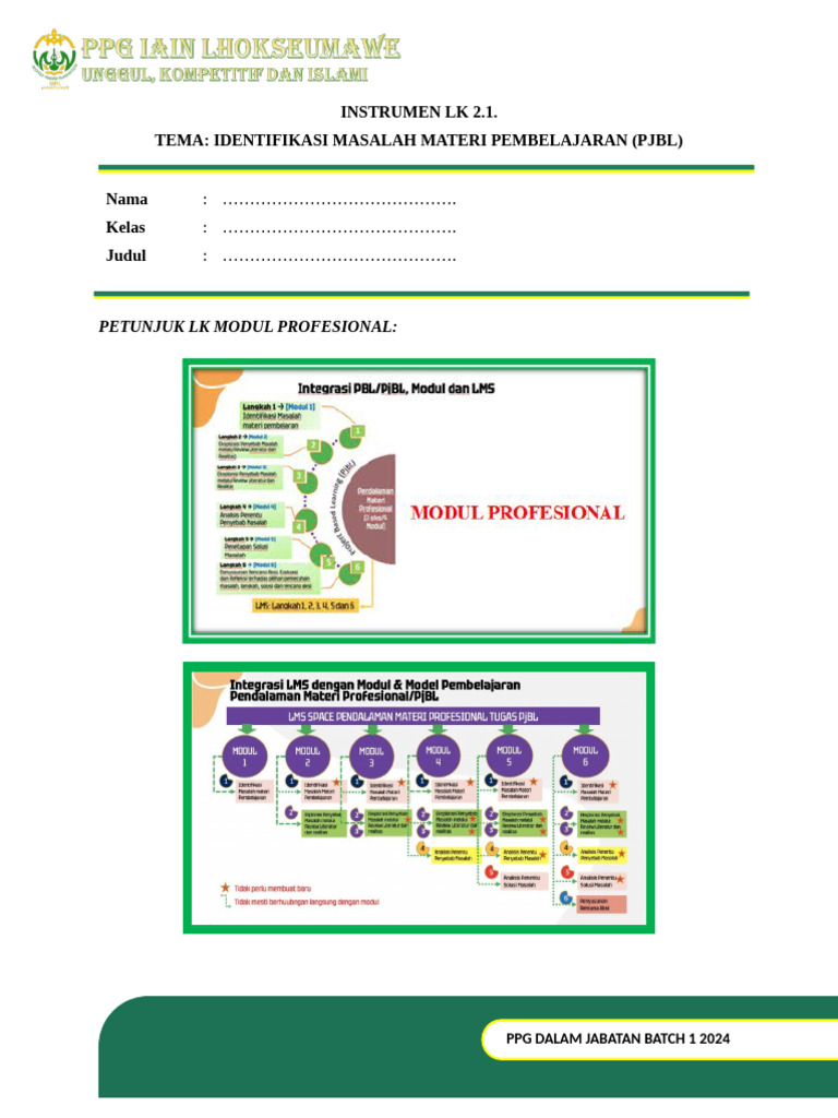 Instrumen LK 2.1 - Identifikasi Penyebab Masalah (MODUL PROFESIONAL 1 - PJBL) | PDF