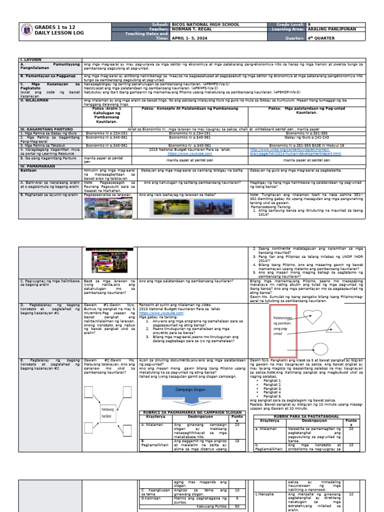 AP 9 DLL Q4 Week 1 | PDF