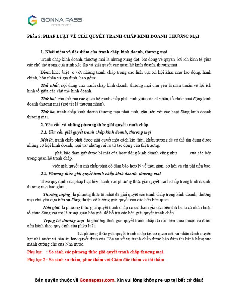 C5. PL Ve Giai Quyet Tranh Chap Trong Kinh Doanh | PDF