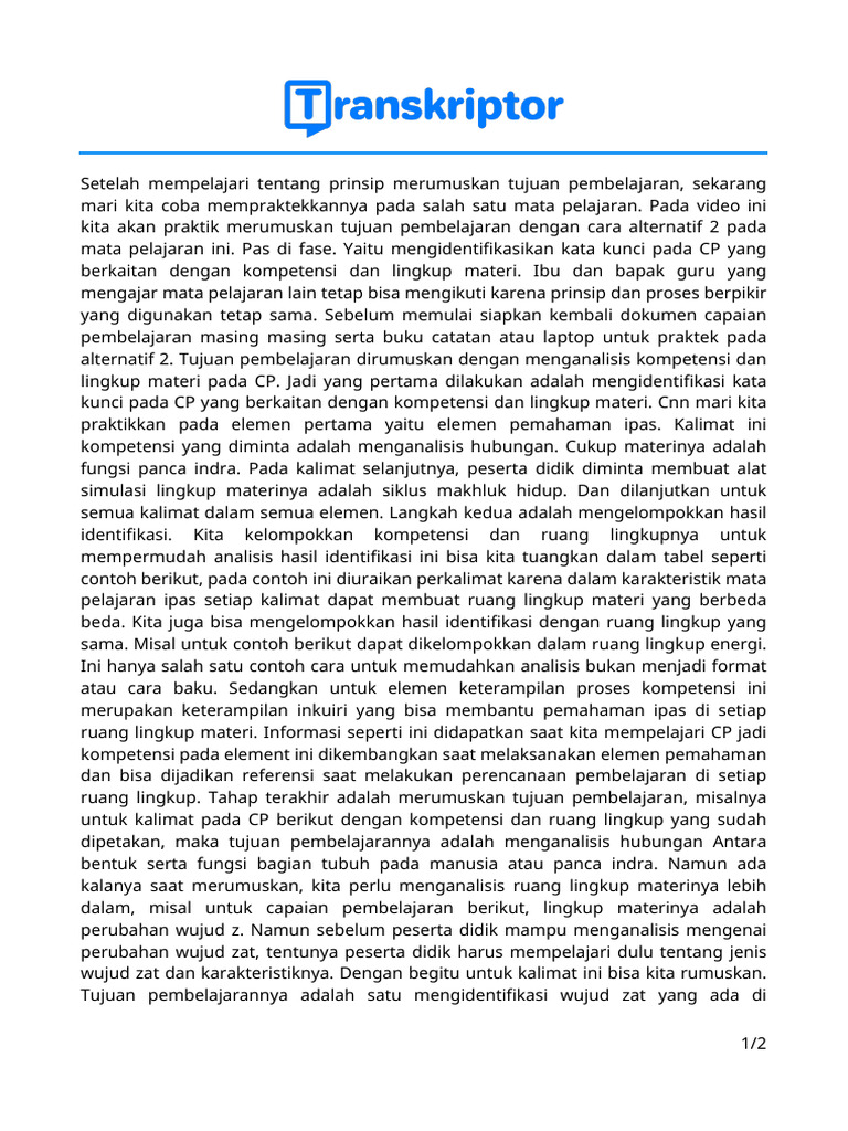 Contoh Merumuskan TP | PDF