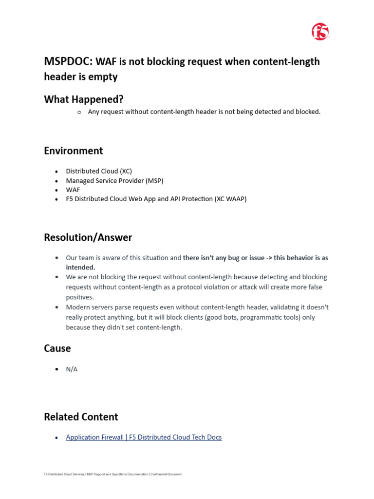 MSPDOC - WAF Is Not Blocking Request When Content-Length Header Is Empty | PDF
