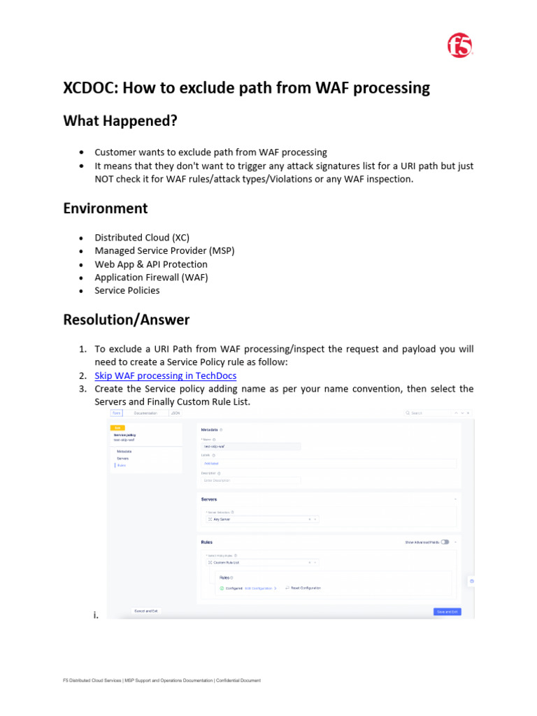 MSPDOC - How To Exclude Path From WAF Processing | PDF