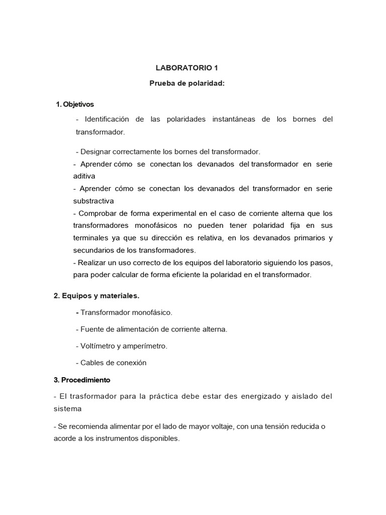 Lab 1, 2, 3 Polaridad Serie Paralelo | PDF