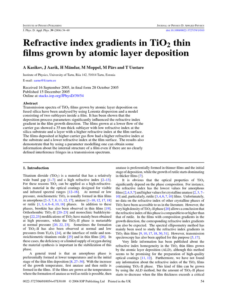 Raman & Refract Index d6 - 1 - 010 | PDF | Titanium Dioxide | Thin Film