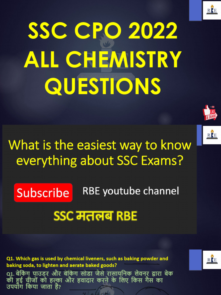 2555) TheOne SSC CPO 2022 Tier-1 All Chemistry Questions | PDF