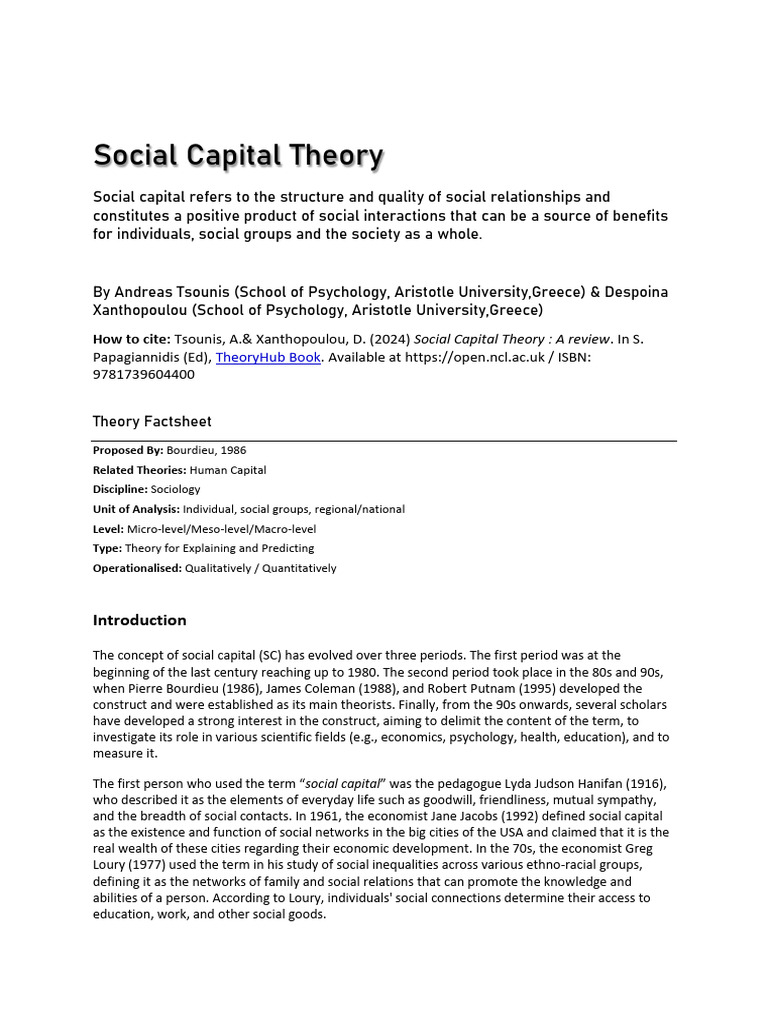 Social Capital Theory | PDF