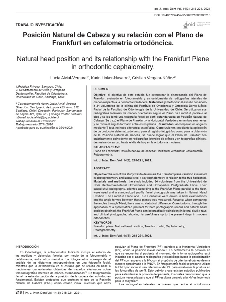 Posicion Natural de Cabeza y Su Relacion Con El PL | PDF