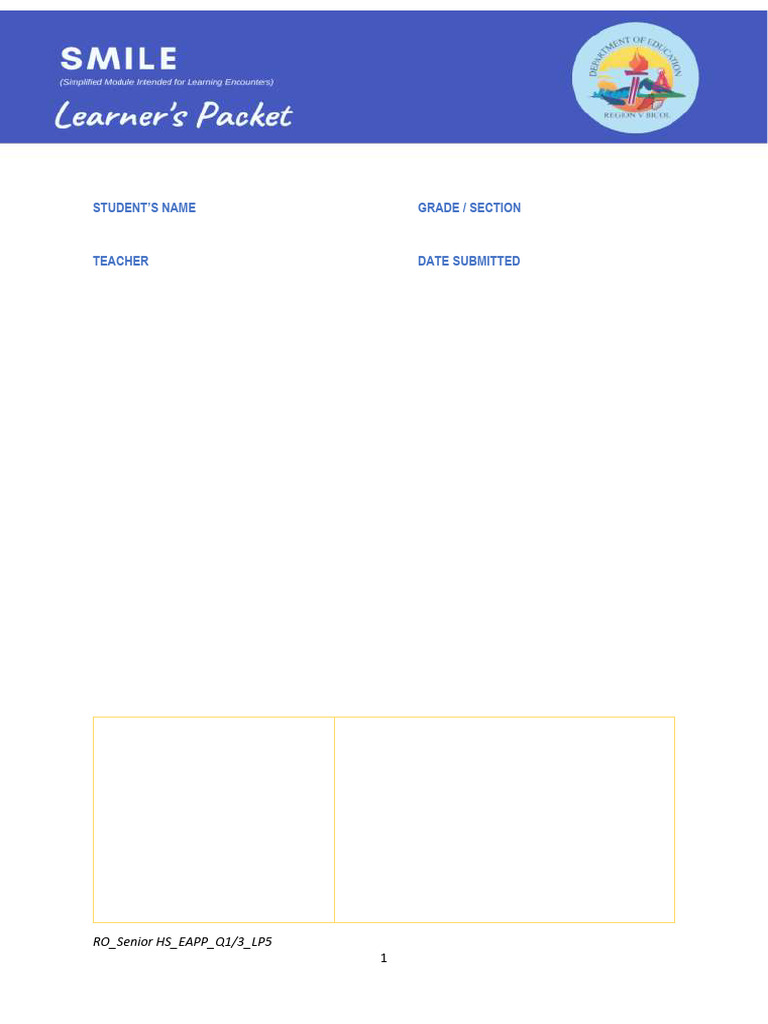 EAPP Grade-11-12 S1-2 Q1-3 LP-5 | PDF