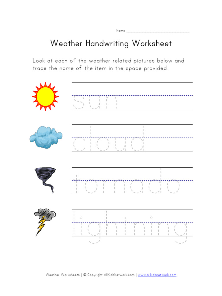 Weather Handwriting Worksheet | PDF