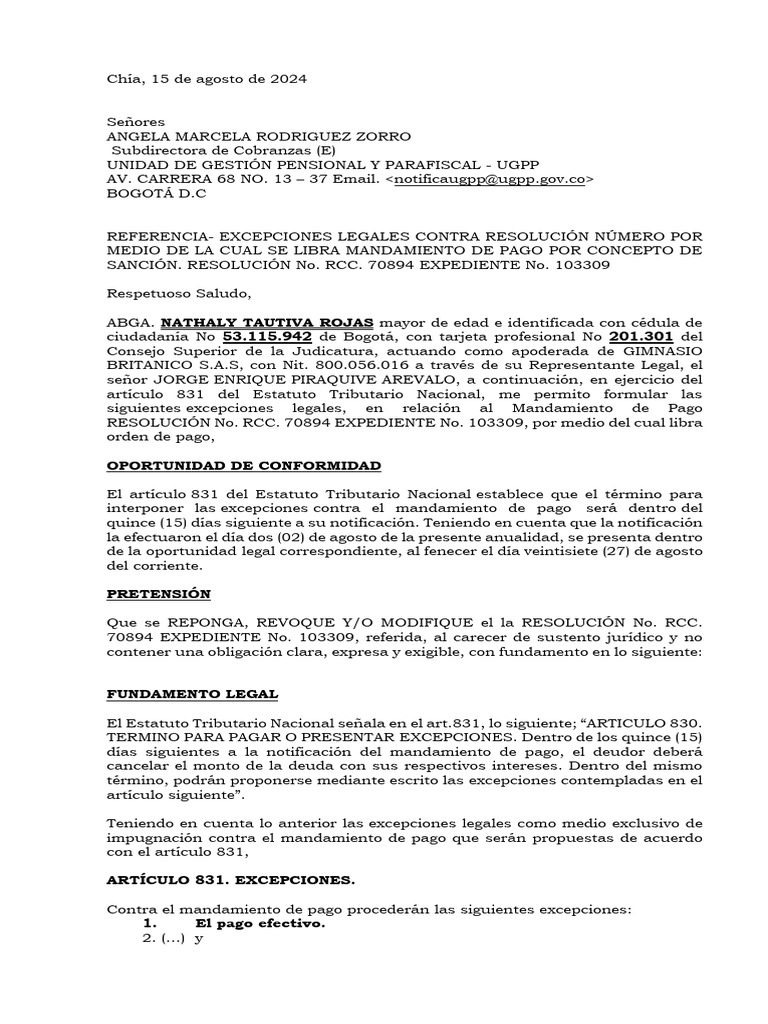 Excepciones Legales a Resolución de Pago | PDF | Caso de ley ...