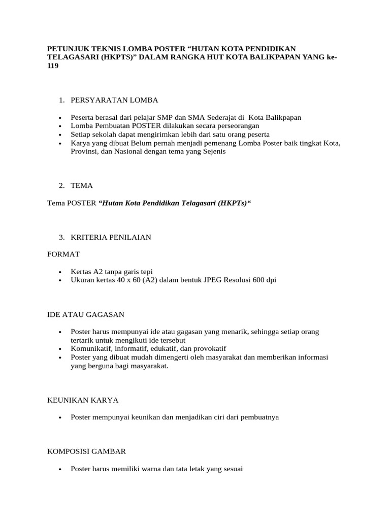 Petunjuk Teknis Lomba Poster | PDF
