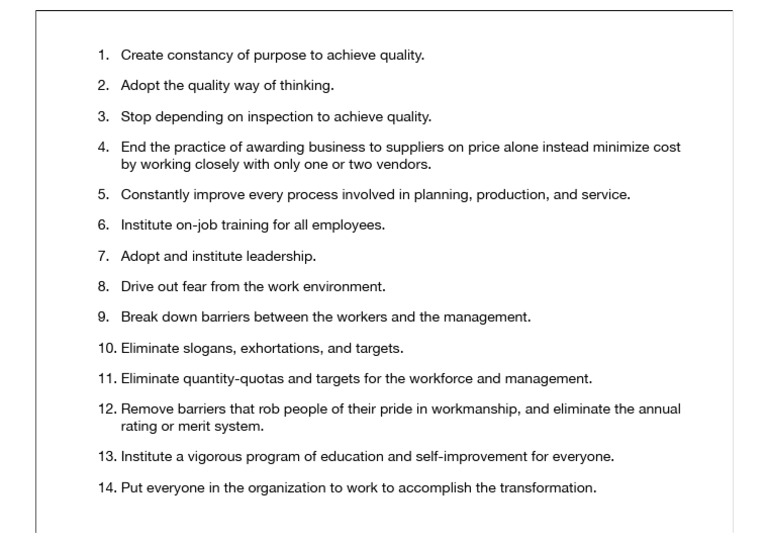 Deming's 14 Points | PDF