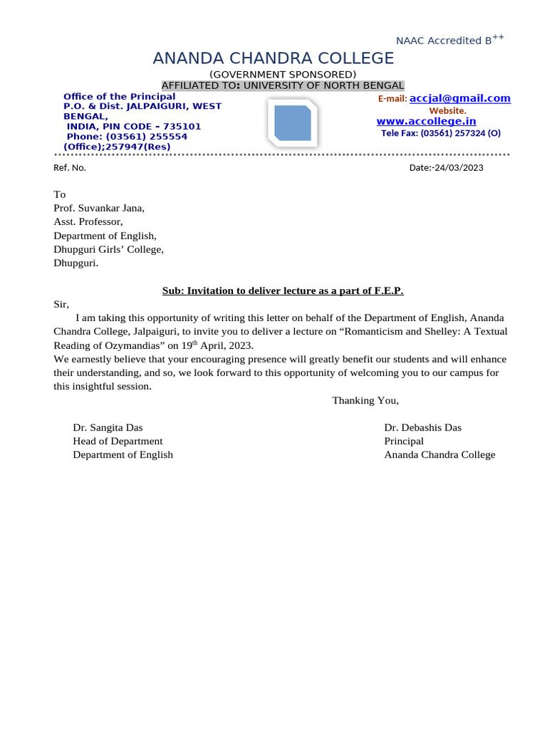 Invitation for Lecture on Romanticism | PDF