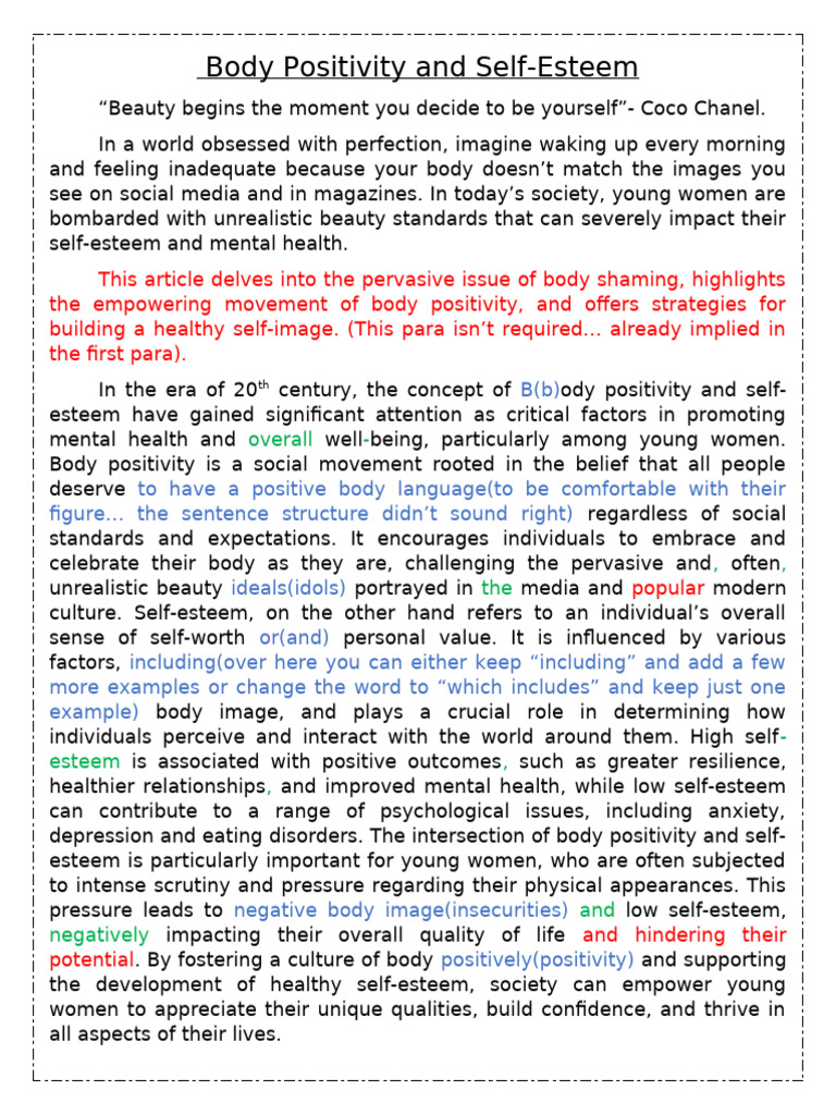 Body Positivity and Self-Esteem - Edited | PDF