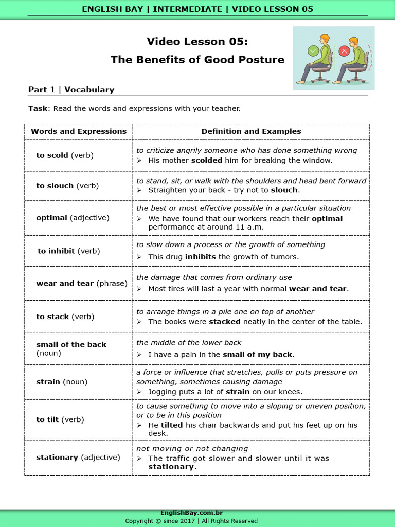 Intermediate - Video Lesson 5 - The Benefits of Good Posture | PDF
