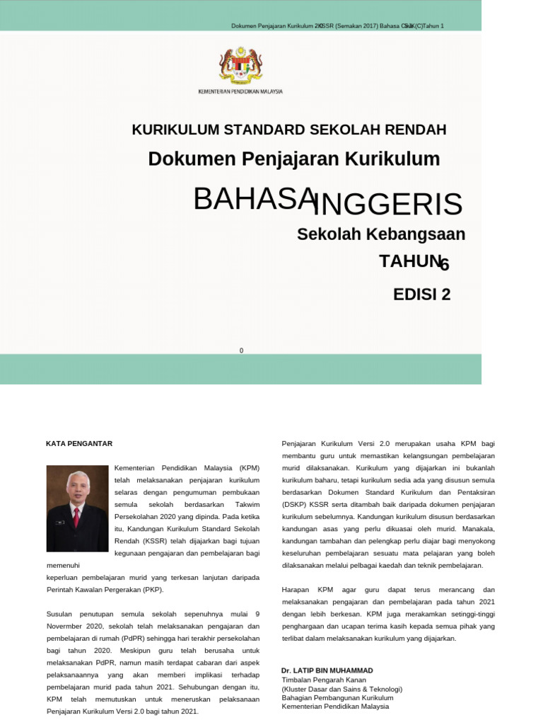 DPK 2.0 Bahasa Inggeris SK Tahun 6 | PDF