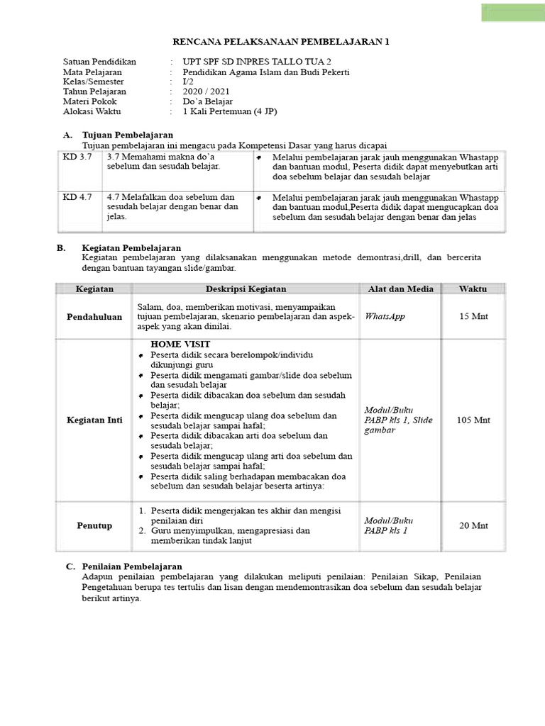 10 RPP GENAP 21-22 UCHU | PDF