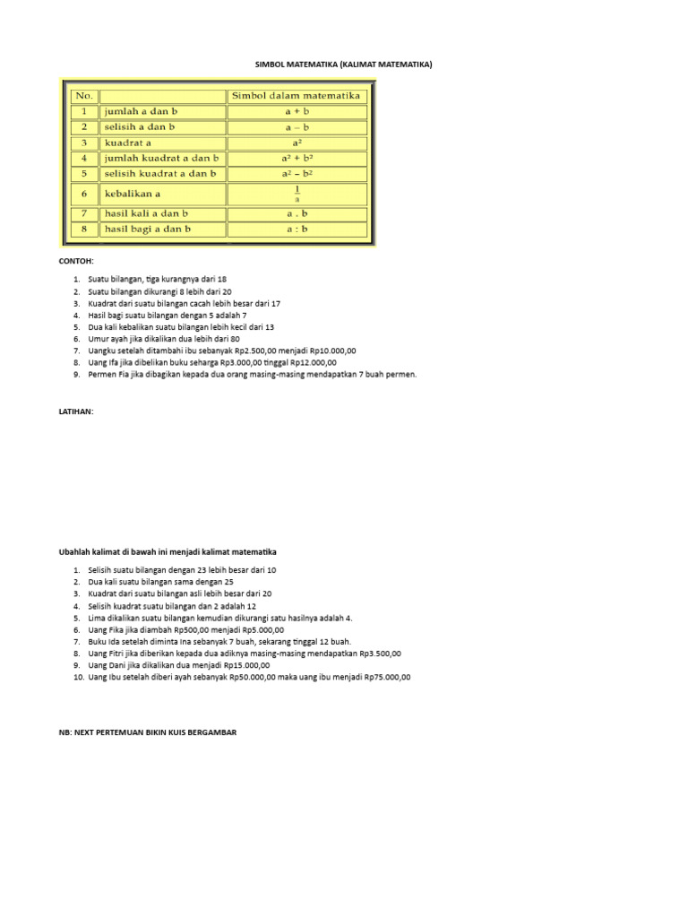 Simbol Matematika | PDF