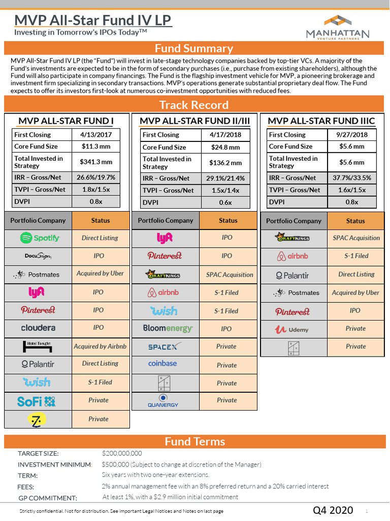 MVP All-Star Fund IV - One Pager | PDF