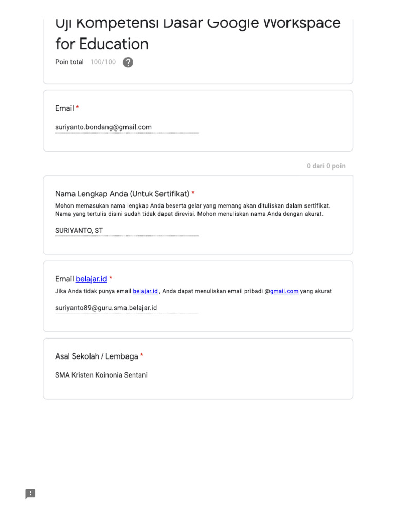 Uji Kompetensi Dasar Google Workspace For Education | PDF Uji Kompetensi Dasar Google Workspace For Education | PDF