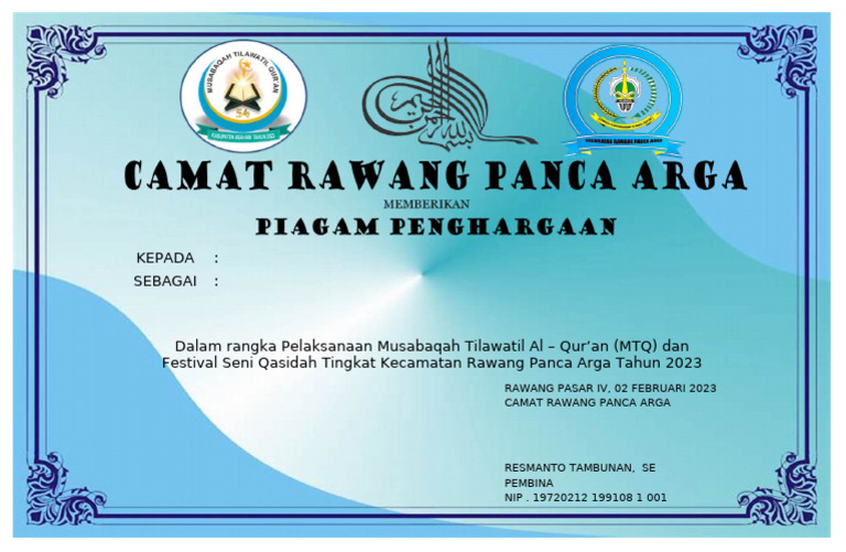 Piagam LPTQ | PDF