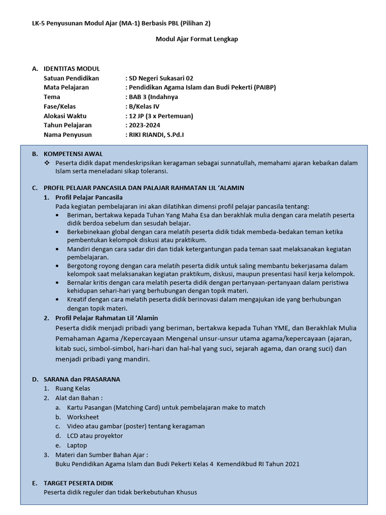 LK-5 Penyusunan Modul PBL | PDF | Karier & Perkembangan