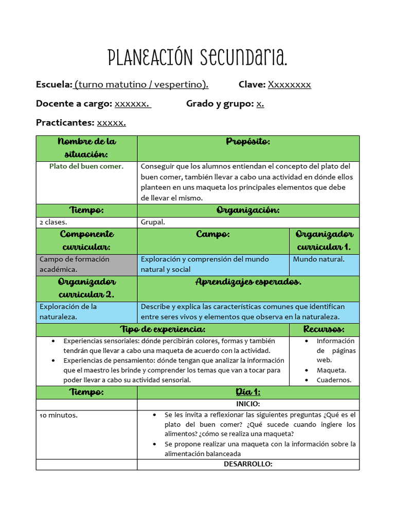 Copia de Planeacion Secundaria | PDF | Cognición | Crecimiento personal ...