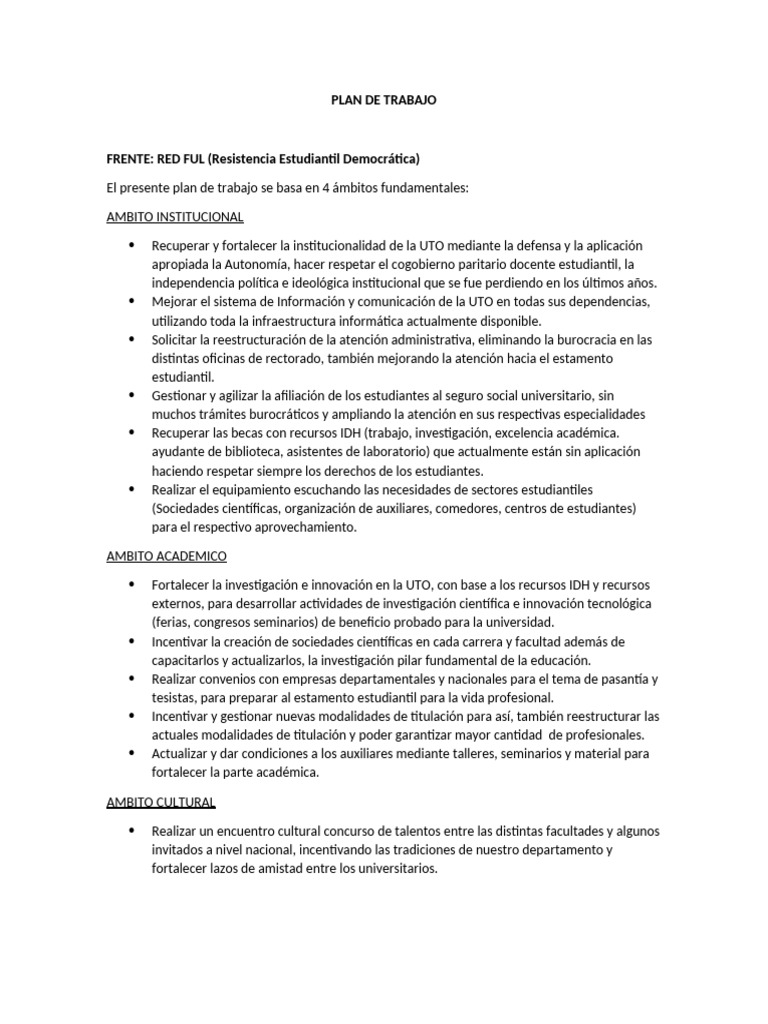 Plan de Trabajo Fcan | PDF