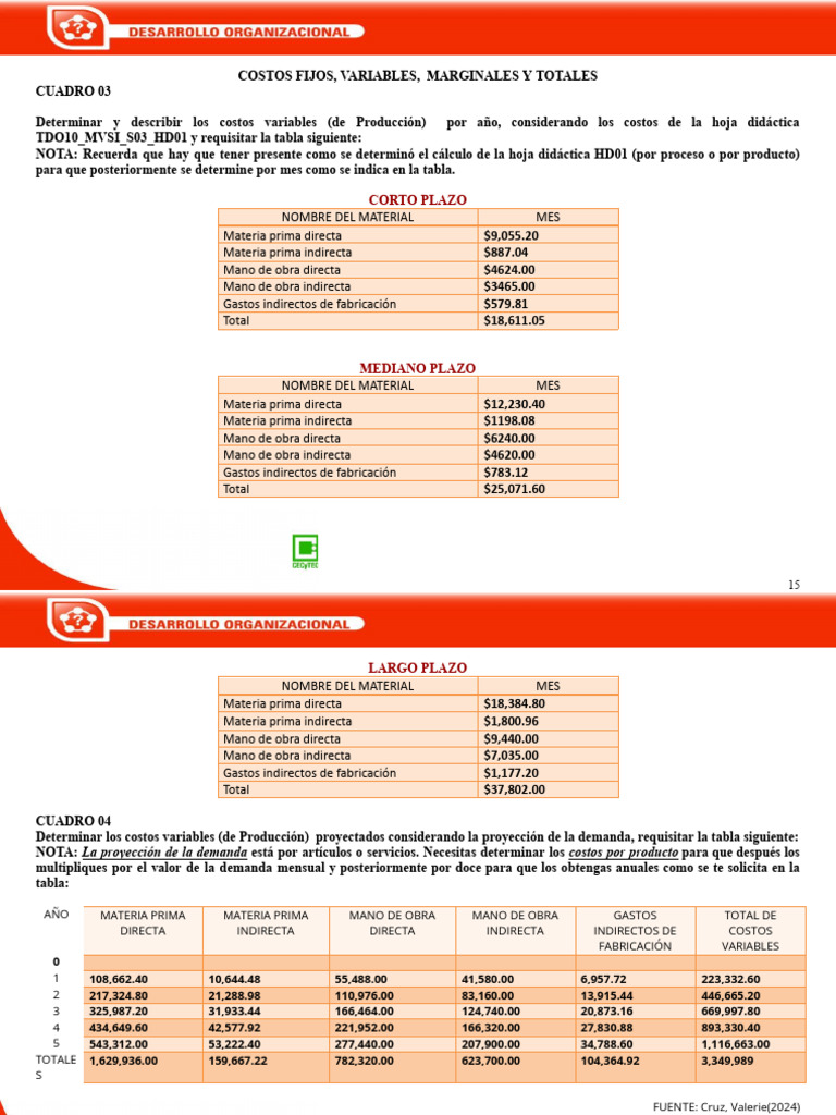 TDO10 - MVSI - S03 - HD04 Costos Variables | PDF
