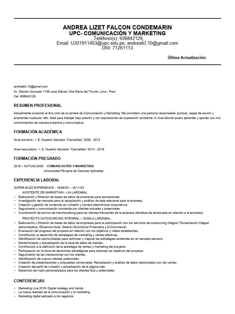 Andrea Falcón-CV. | PDF