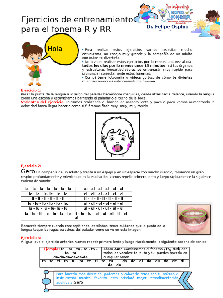Ejercicios de Entrenamiento para El Fonema R y RR | PDF