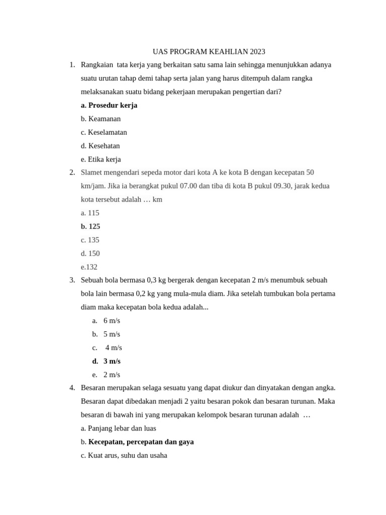 Uas Program Keahlian 2023 | PDF