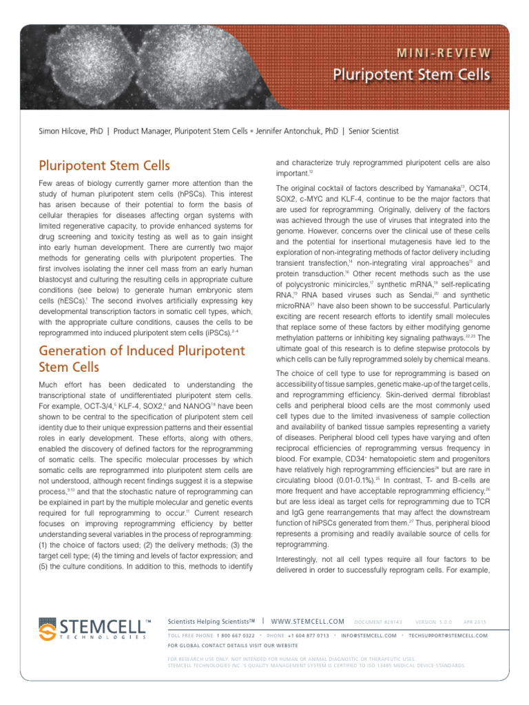 Stem cell tech-Pluripotent_Stem_Cells | PDF