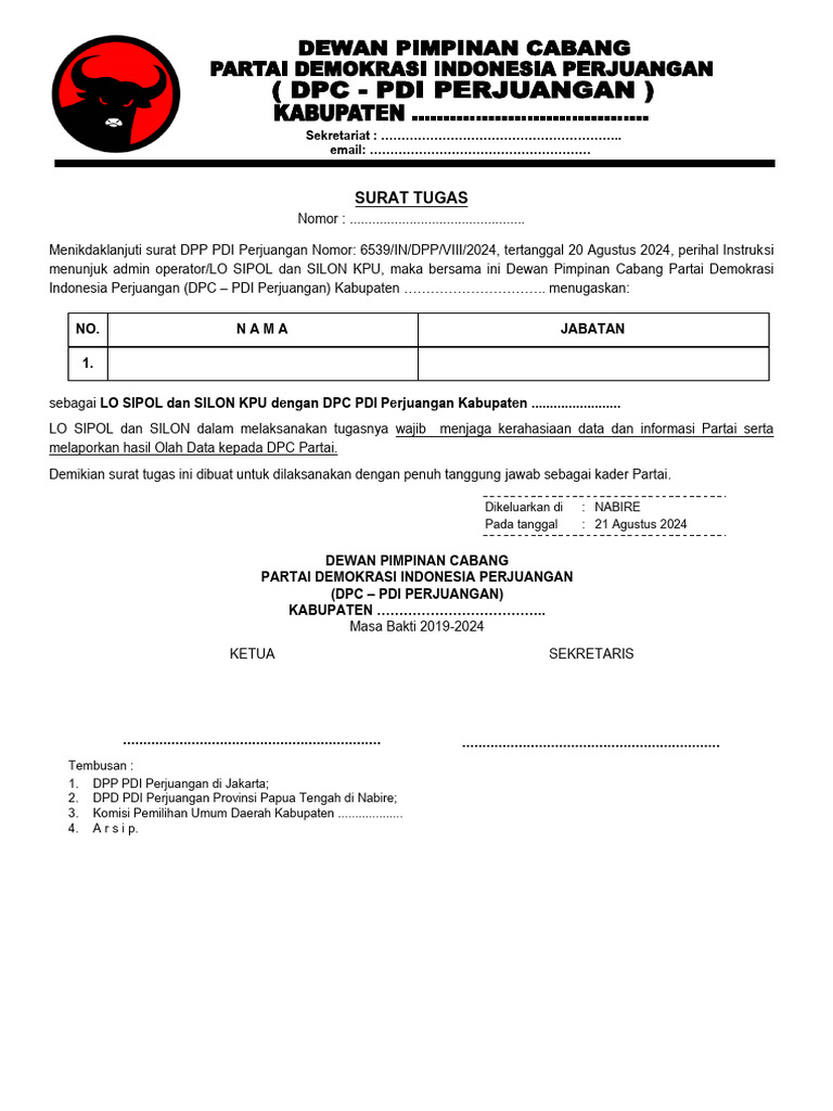 Form Surat Tugas LO | PDF | Elections | Games & Activities