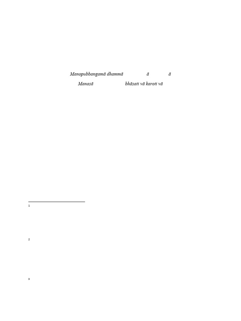 Dhammapada Verse 1+2 (GDFU) | PDF