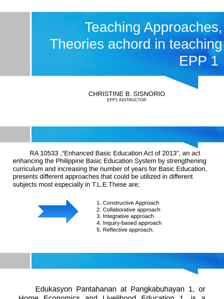 Teaching Approaches in EPP | PDF | Social Psychology | Career & Growth