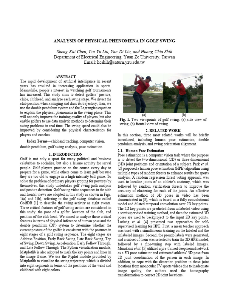 Analysis of Physical Phenomena in Golf Swing | PDF