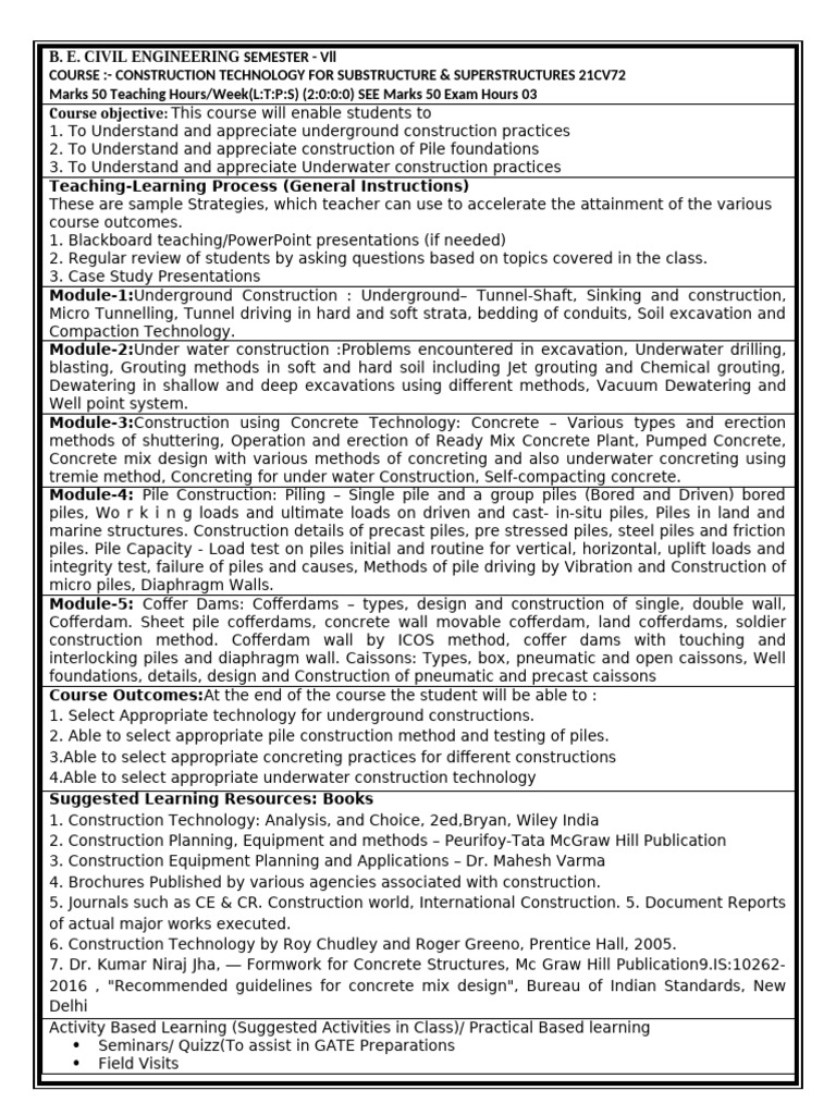 21CV72 Syl | PDF | Deep Foundation | Engineering