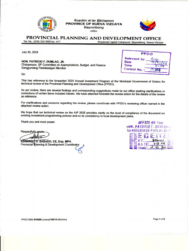 PPDO TR - FY2025 AIP - Solano | PDF