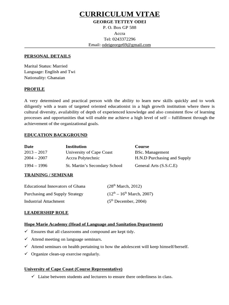 CV George Odei Tettey | PDF
