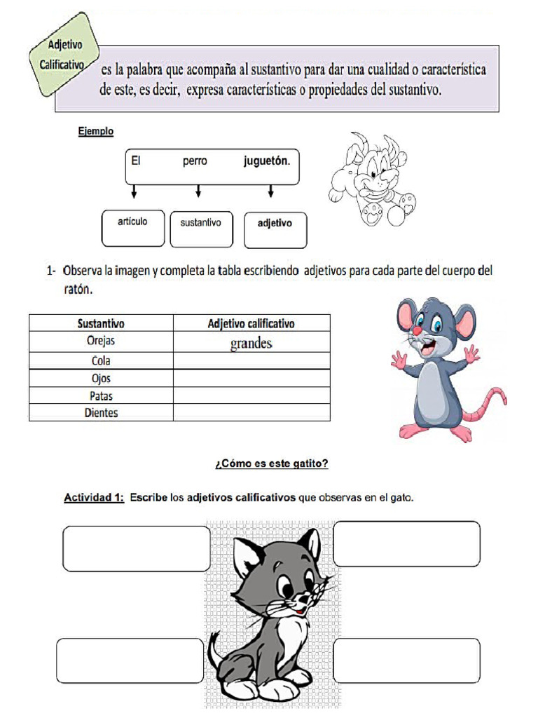 Guia de Adjetivos 2º | PDF