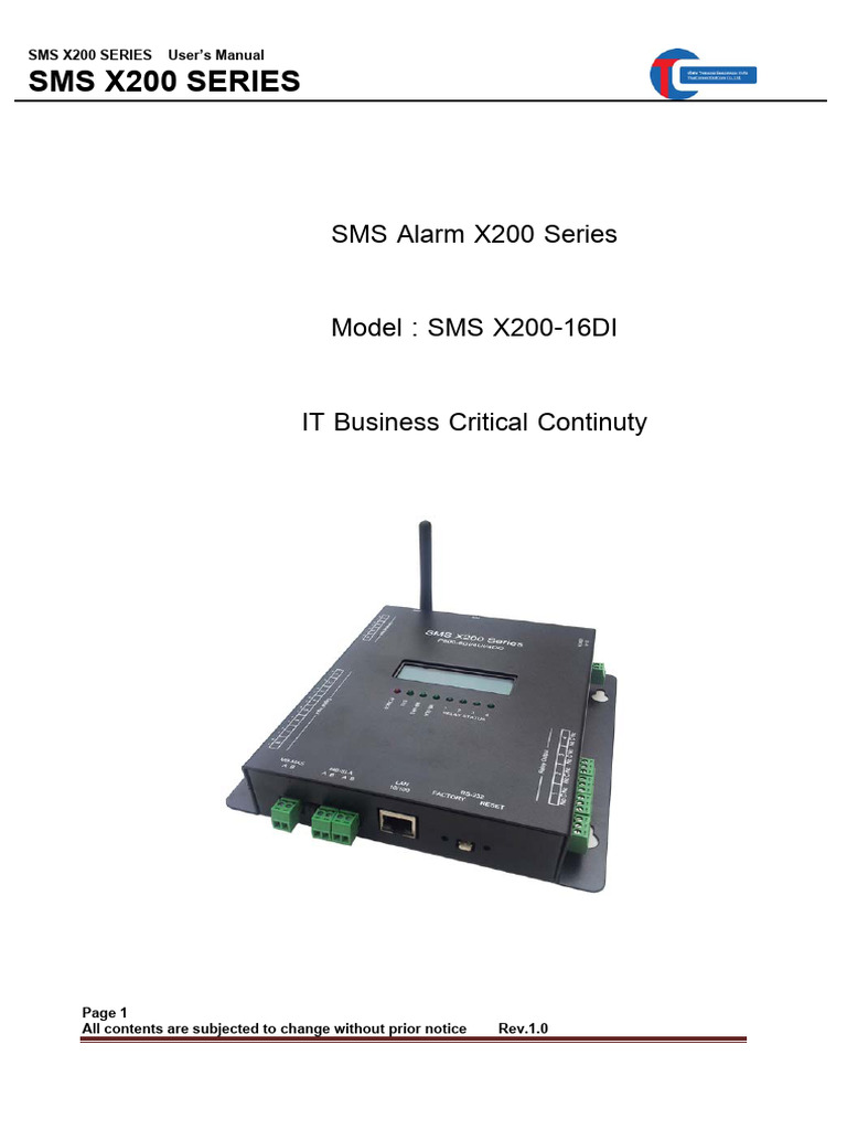 User Manual TCE SMS X200-P800-16 TH-new | PDF