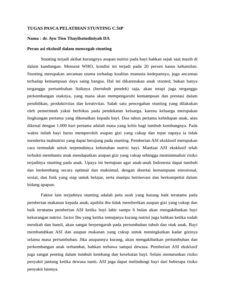 Tugas Pasca Pelatihan Stunting | PDF