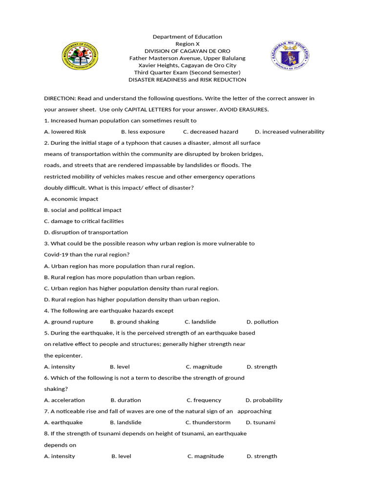 3rd Quarter Exam DRRR | PDF