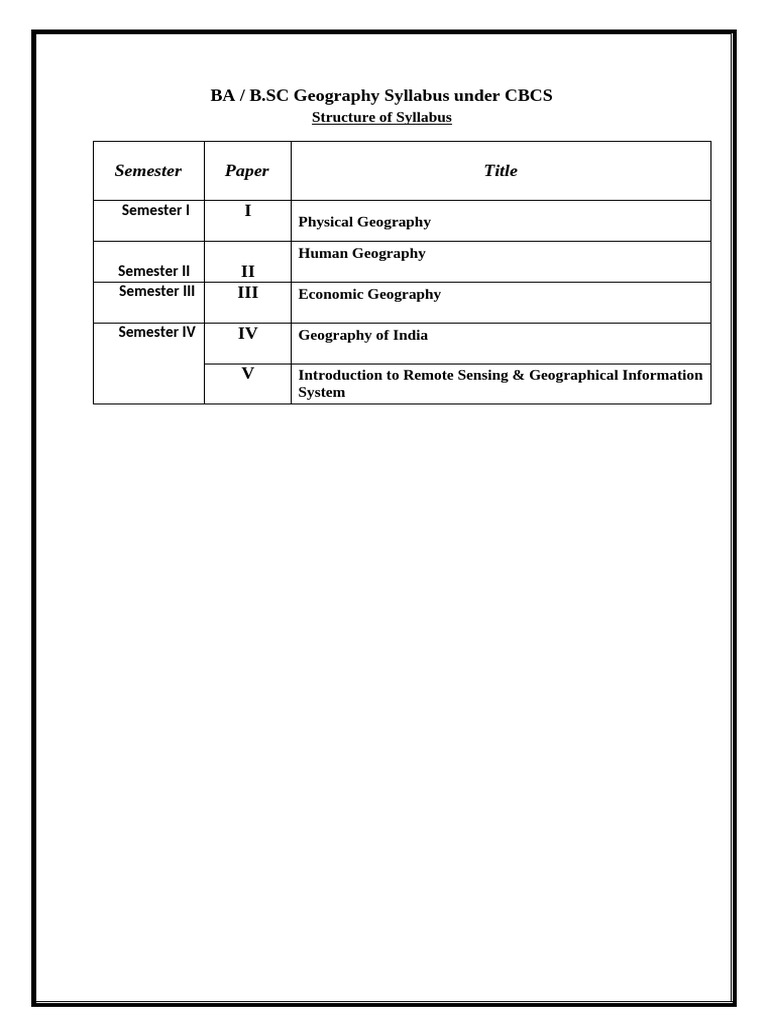BA BSC Geography | PDF
