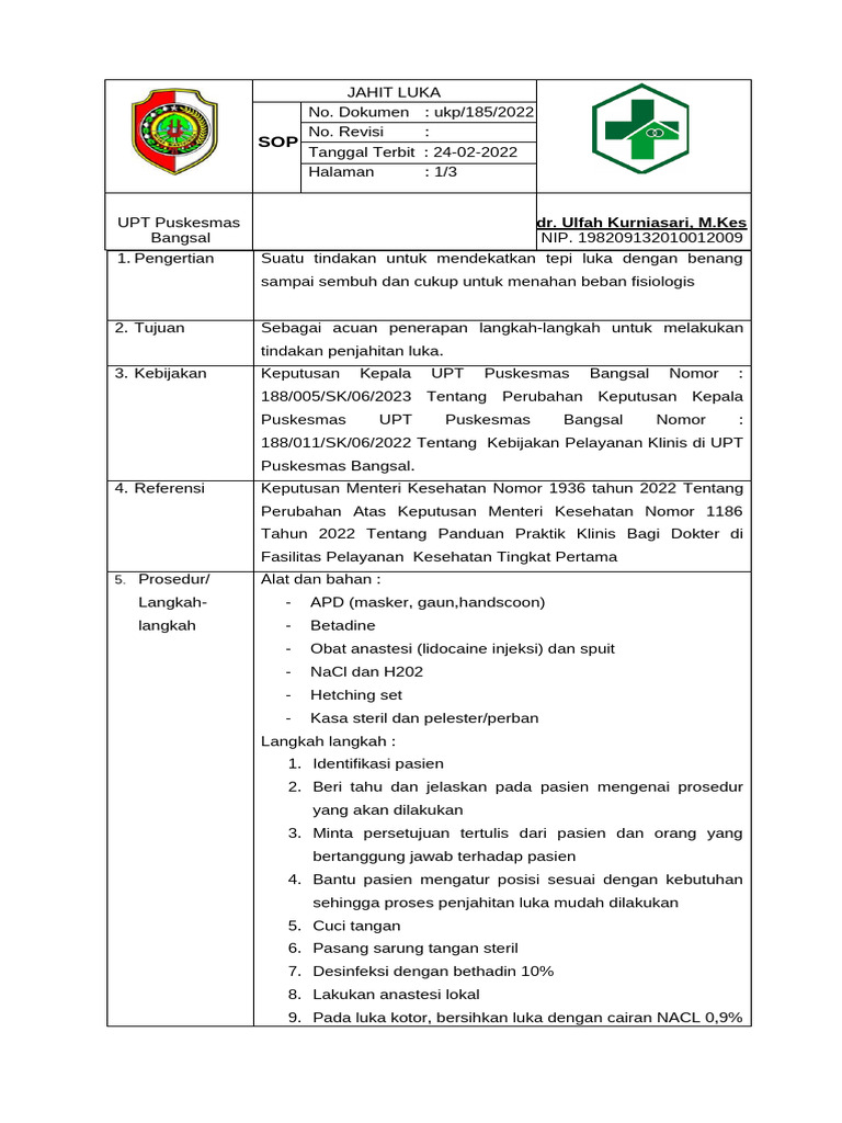 185 Sop Jahit Luka | PDF