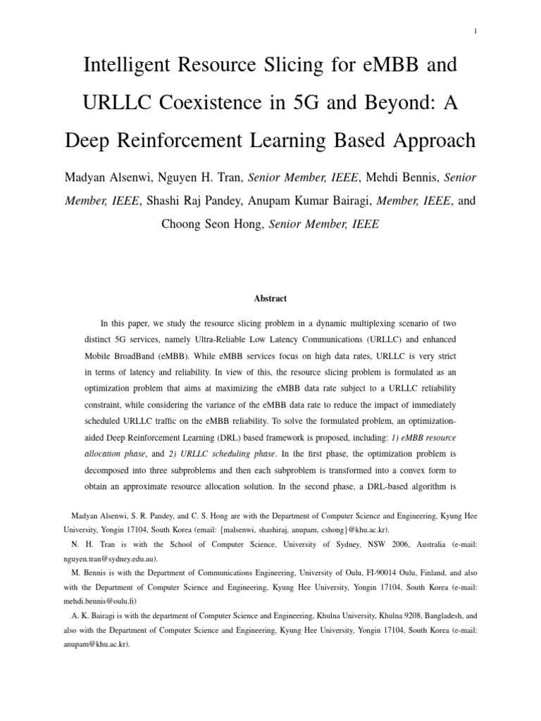 Intelligent Resource Slicing For eMBB and URLLC Coexistence in 5G and Beyond: A Deep ...