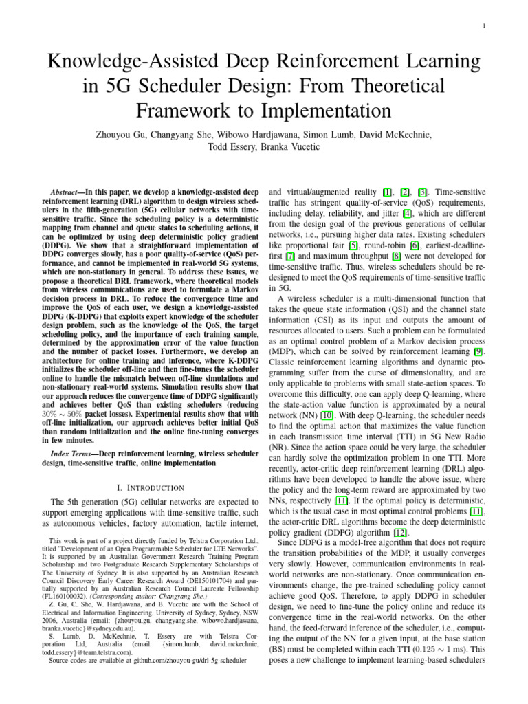Knowledge-Assisted Deep Reinforcement Learning in 5G Scheduler Design ...