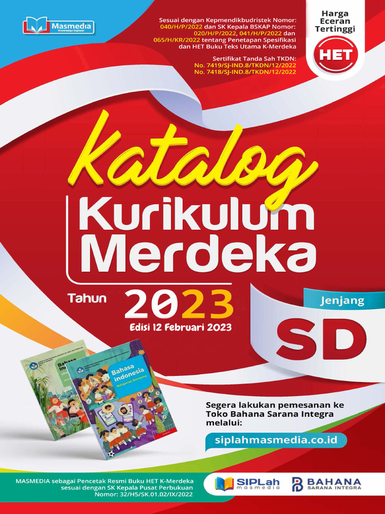 Fix - Katalog Buku HET - K-Merdeka SD 2023 - 120223 | PDF